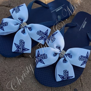 Dallas Cowboys Flip Flops, Cowboys Bow Shoes, Flip Flops, Custom Shoes ...