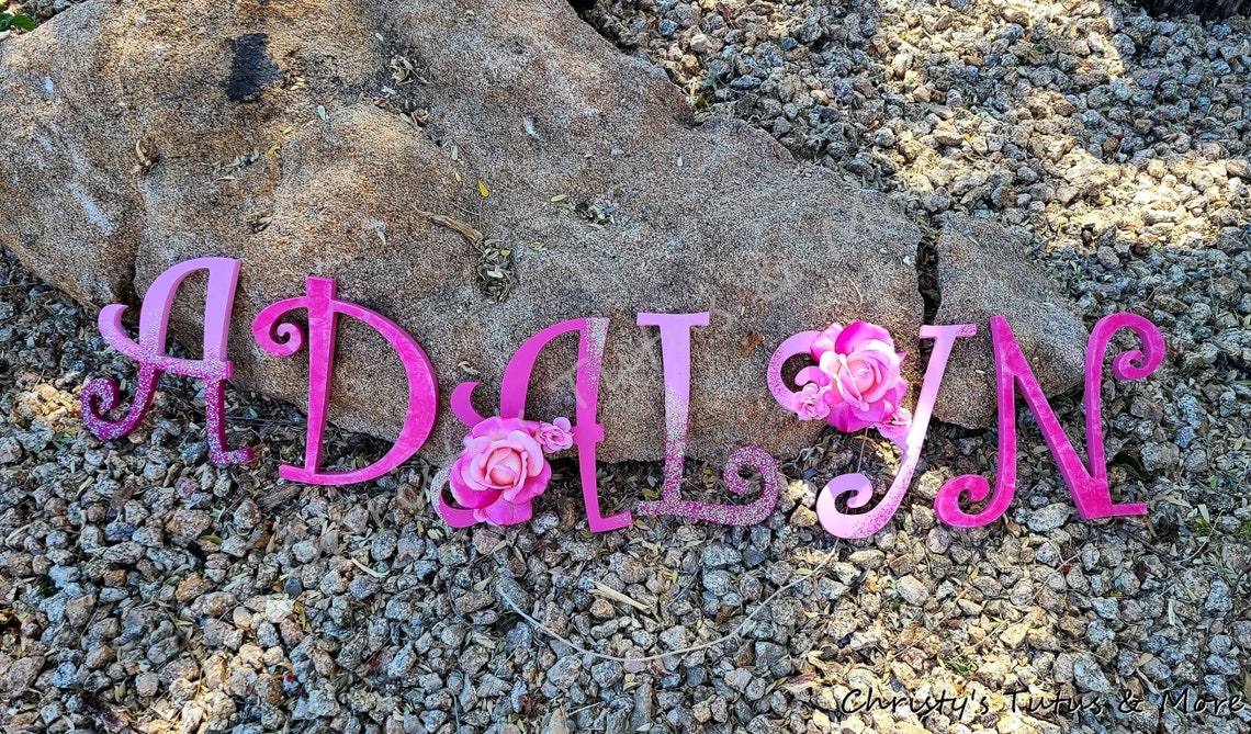 Custom wooden letters/Decoupaged Letters/Rose themed | Etsy