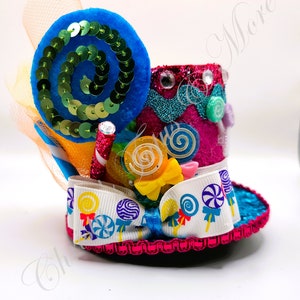 Candyland Mini Top Hat/candyland Hair Accessory/candy Themed Top Hat ...