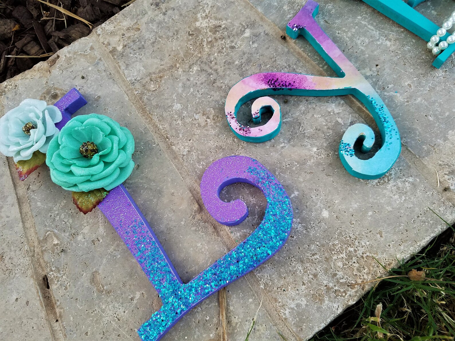 Custom Wooden Letters/decoupaged Letters/beach Themed Letters/mermaid ...