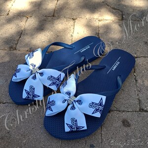 Dallas Cowboys Flip Flops, Cowboys Bow Shoes, Flip Flops, Custom Shoes ...