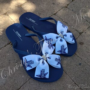 Dallas Cowboys Flip Flops, Cowboys Bow Shoes, Flip Flops, Custom Shoes ...
