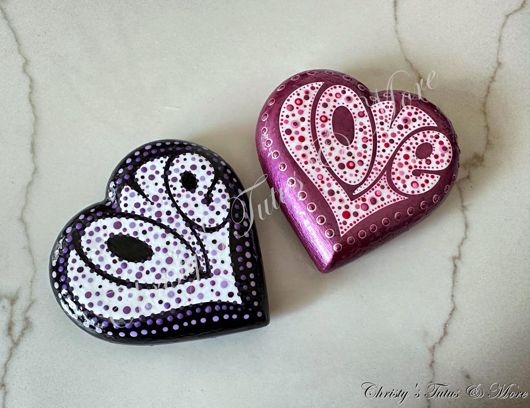 Painted Rock, Valentine Decor, Painted Heart Rock, Homemade Rock ...