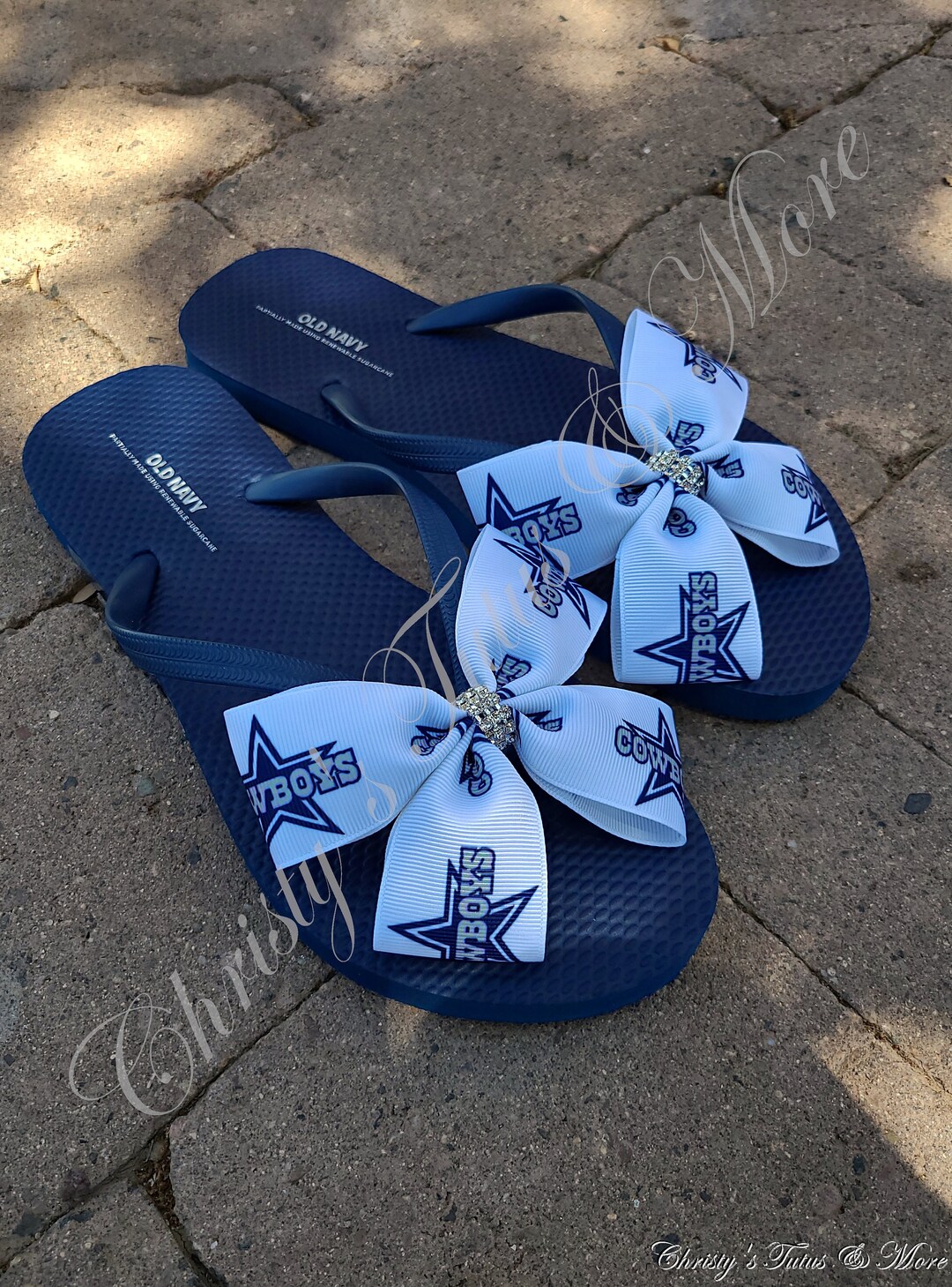 Dallas Cowboys Flip Flops, Cowboys Bow Shoes, Flip Flops, Custom Shoes ...
