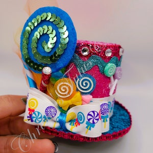 Candyland Mini Top Hat/candyland Hair Accessory/candy Themed Top Hat ...
