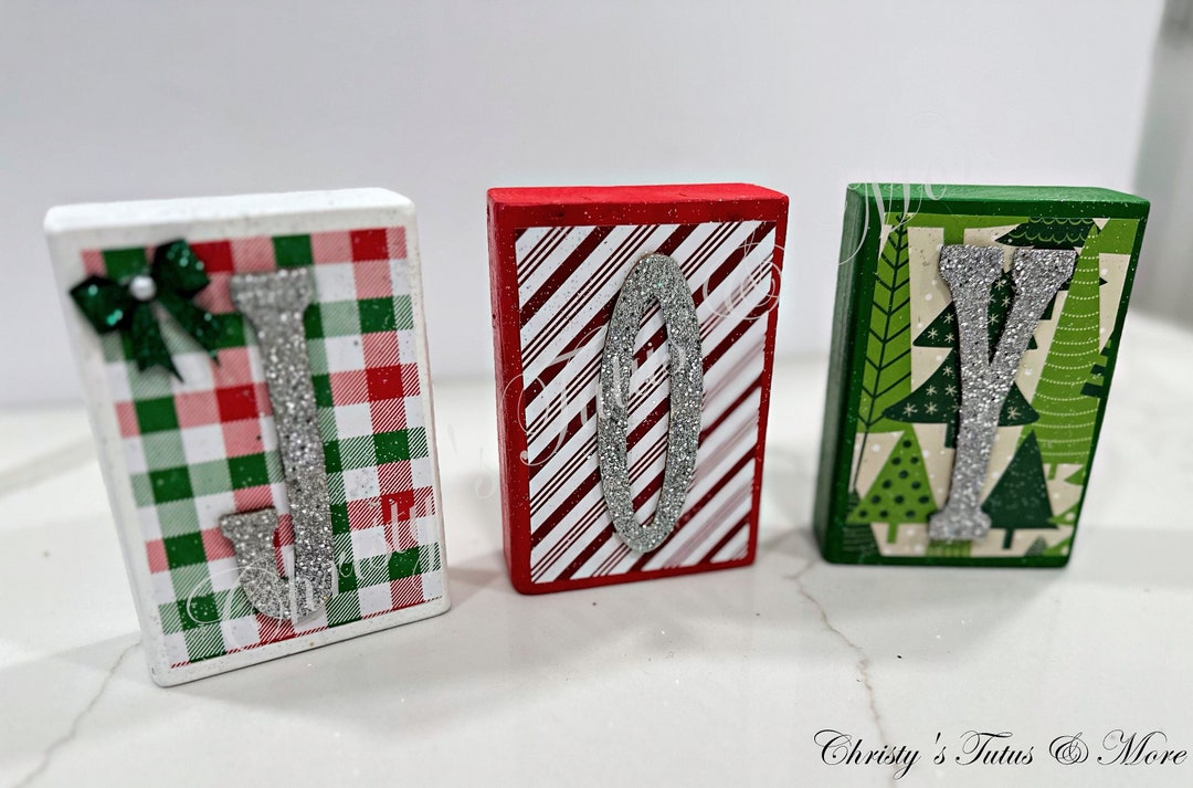 Joy Blocks, Christmas Blocks, Christmas Decor, Table Decor, Joy Sign ...
