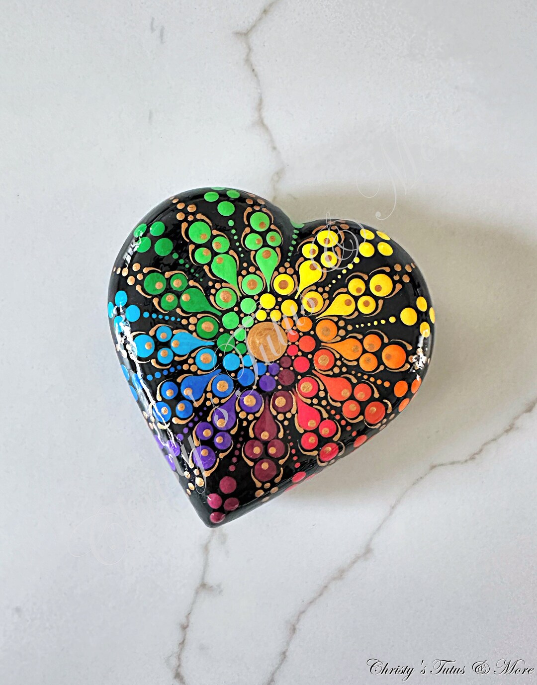 Painted Rock, Painted Mandala, Painted Heart Rock, Homemade Rock ...