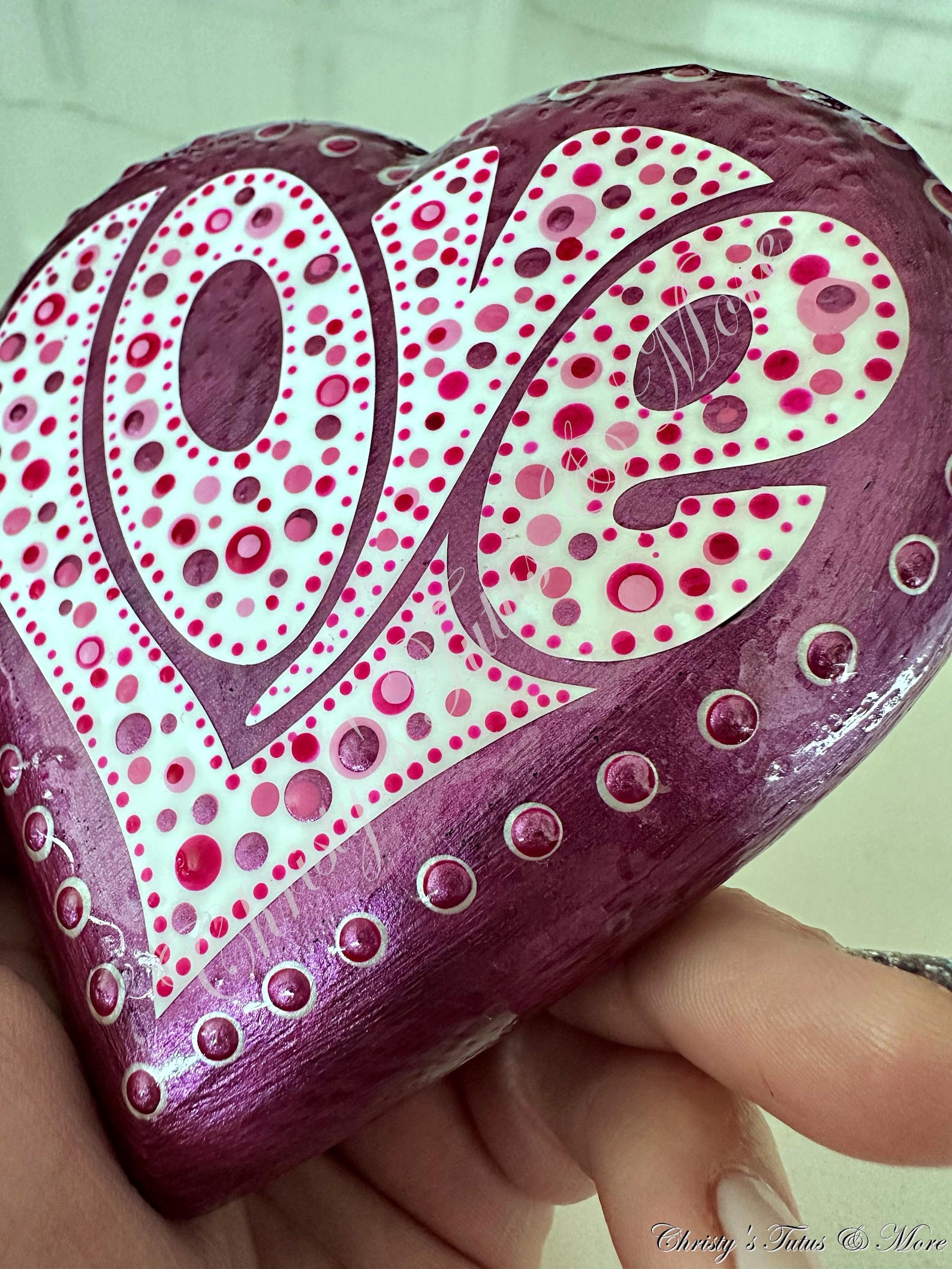 Painted Rock, Valentine Decor, Painted Heart Rock, Homemade Rock ...