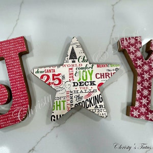 Joy Letter Statue, Christmas Blocks, Christmas Decor, Table Decor, Joy ...