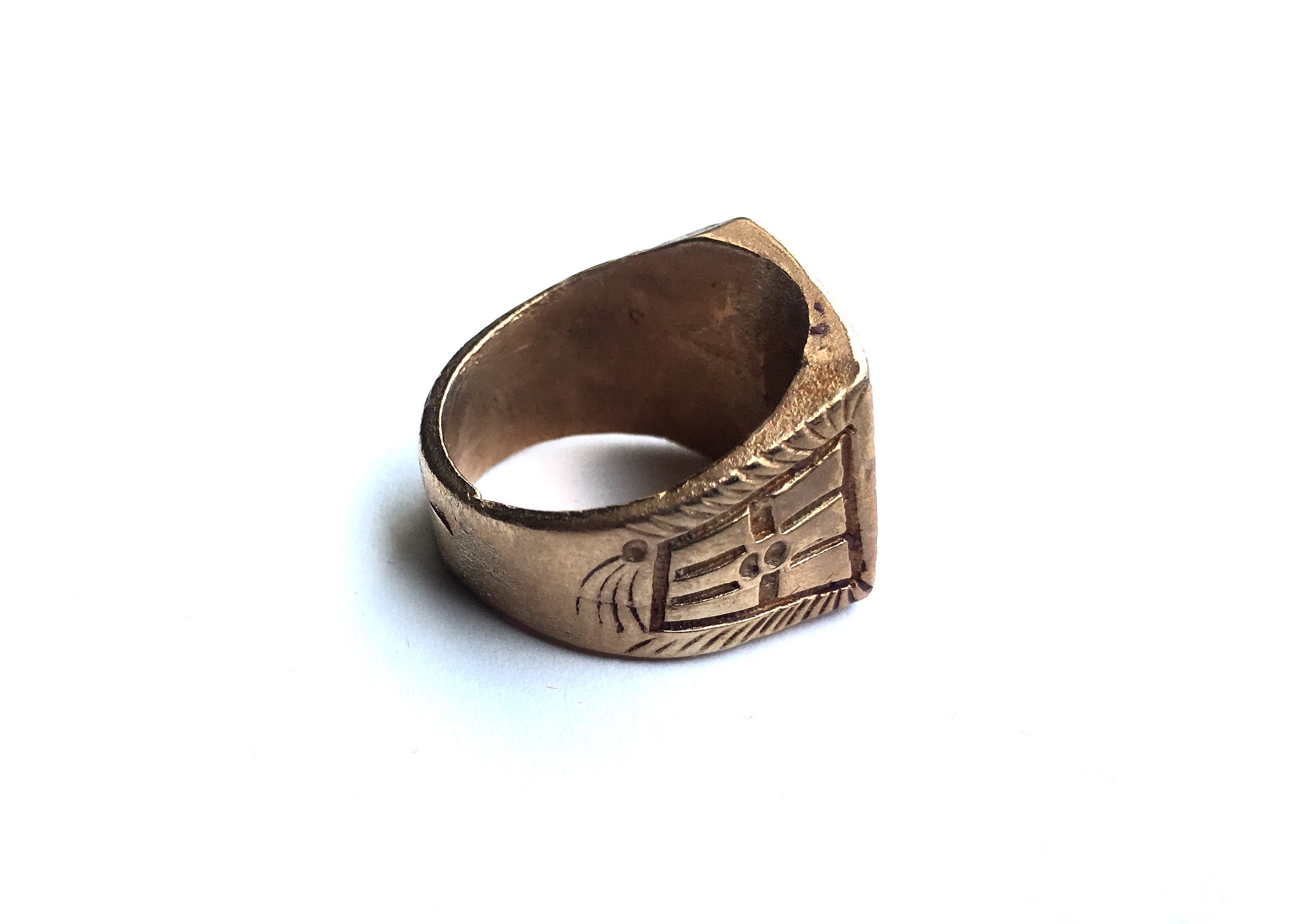 Noble African Vintage Signet Bronze Ring - Magic Sequence of Numbers ...