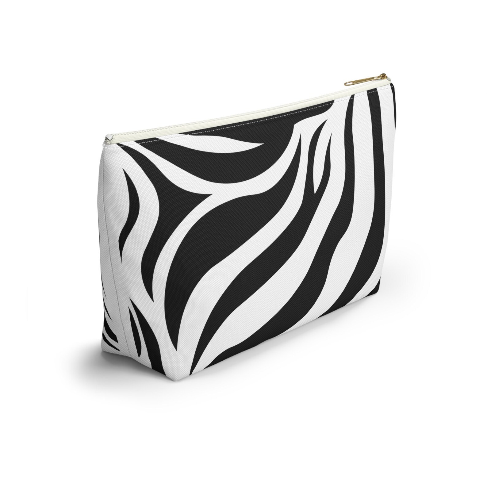 Beautiful Zebra Print Accessory Pouch W T-bottom, Custom Accessory Bags ...