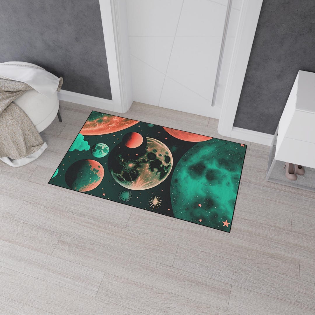 Celestial Planets Pattern Floor Mat | Cosmic Moon Stars - Etsy