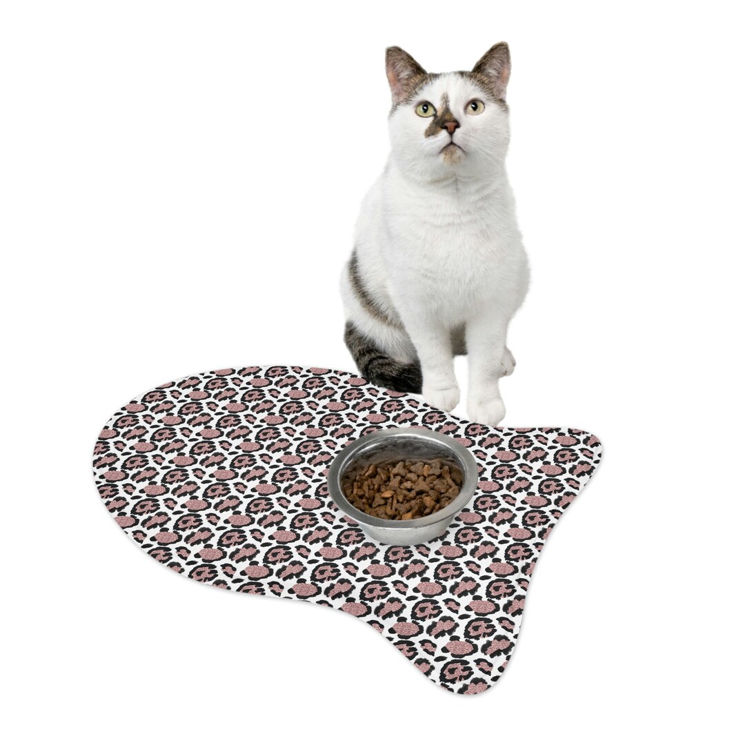 Cute Leopard Print Pet Feeding Mats, Custom Shaped Pet Mats, Anti Slip ...