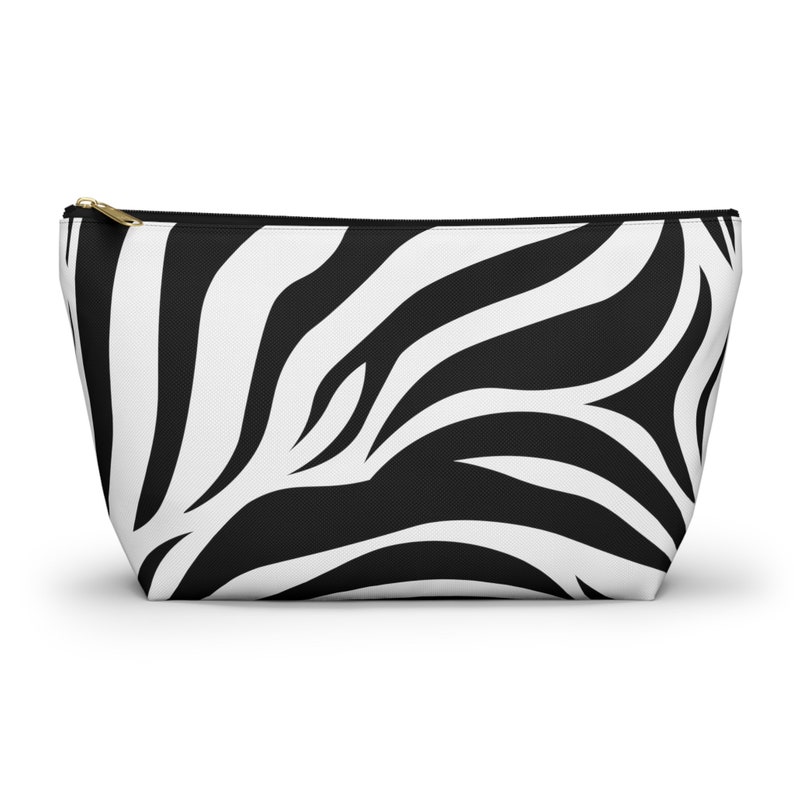 Beautiful Zebra Print Accessory Pouch W T-bottom, Custom Accessory Bags ...