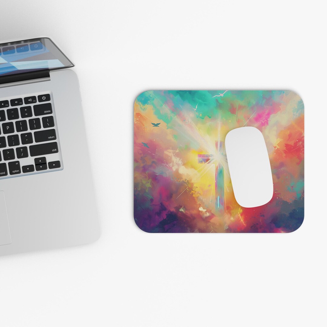 Glowing Cross Rectangle Mouse Pad, Religious Christian Desk Mat ...