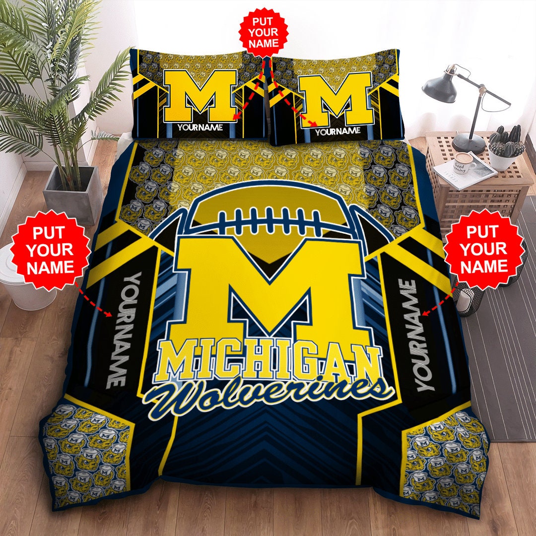 Personalized Michigan Wolverines Duvet Cover Pillowcase - Etsy