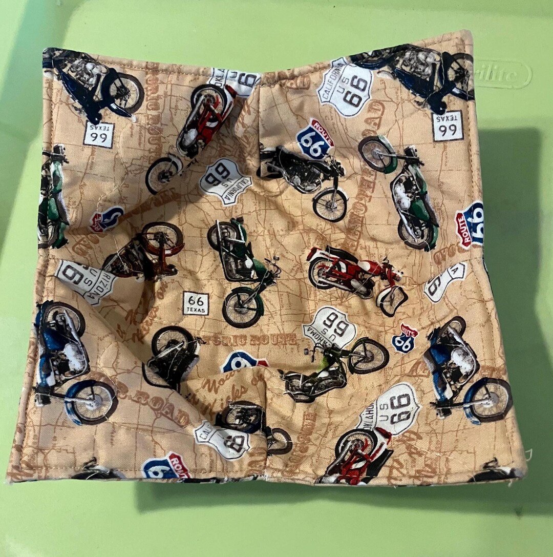 Microwave Bowl Cozy, Motorcycle Print Fabric - Etsy