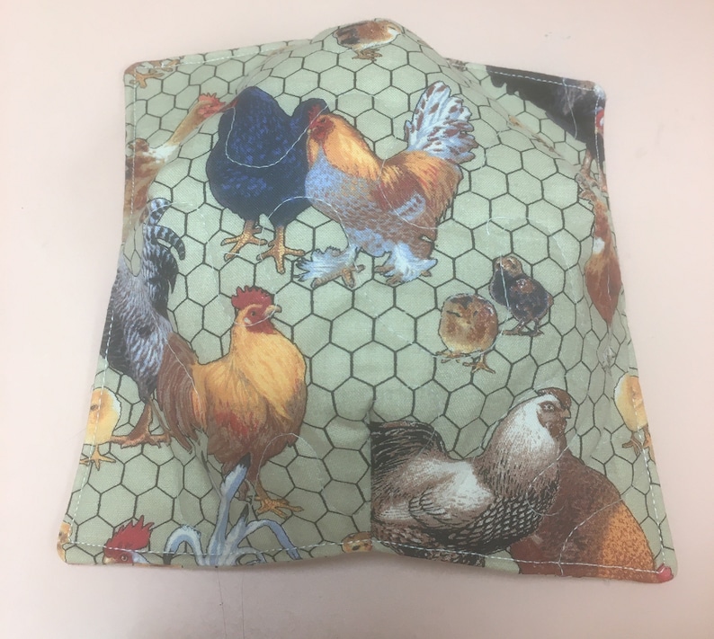 Quilted Microwave Bowl Cozy/ Holder, Chicken and Rooster Print Fabric ...