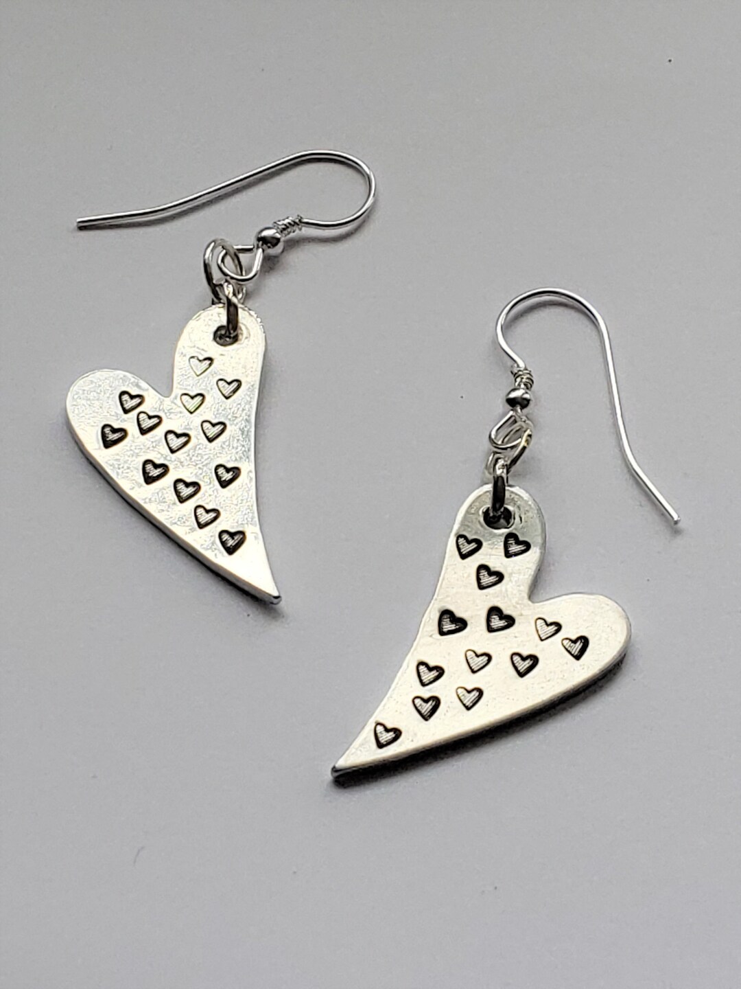 Hearts in Hearts Hand Stamped Earrings, Sterling Silver,stamped ...