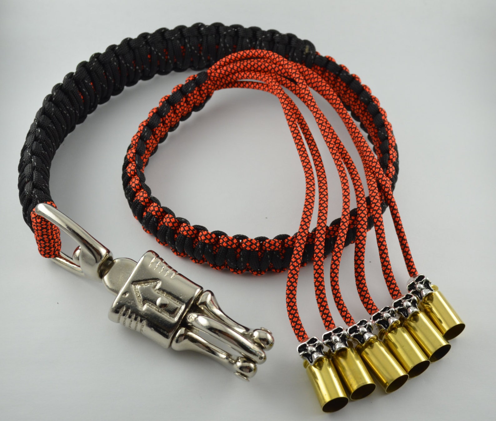 Biker “get-back” Whip - Panic Snap - Black Reflective & Orange Paracord ...