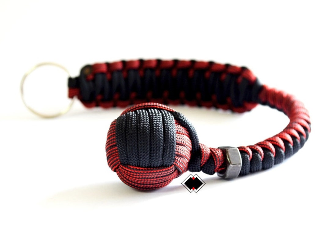 Customizable 1" Monkey Fist Keychain Dark Red - Black 550 Paracord ...