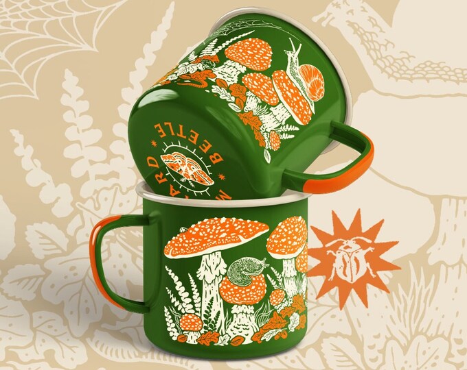 Toad & Mushrooms Enamel Mug - Etsy