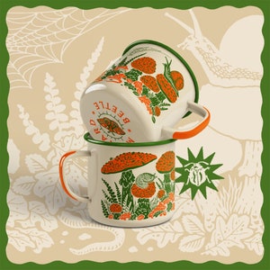 Toad & Mushrooms Enamel Mug - Etsy