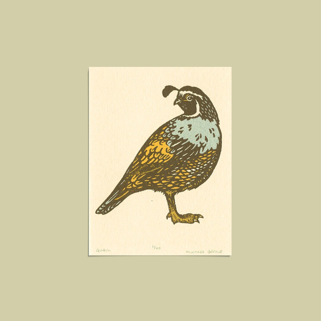 California Quail Mini 3x4 Hand Printed Screenprint - Etsy
