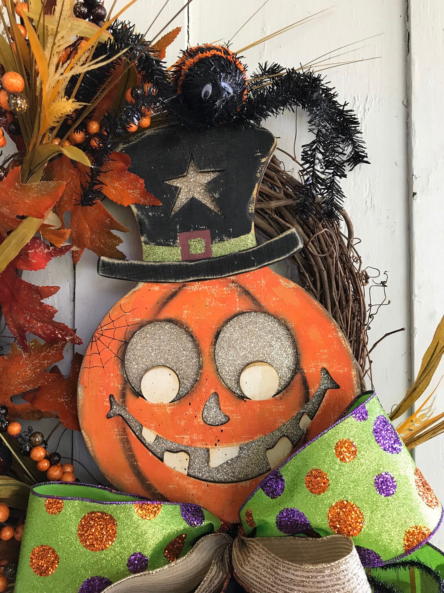 Jack-o-lantern Wreath Halloween Wreaths Halloween Swag | Etsy