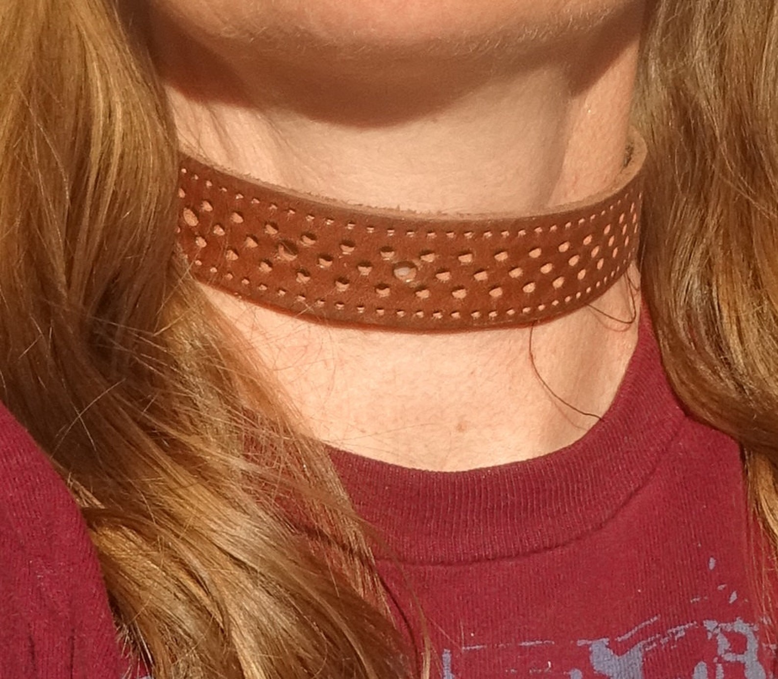 Brown Leather Choker/womans/mens/unisex Leather Choker/punched Hole ...