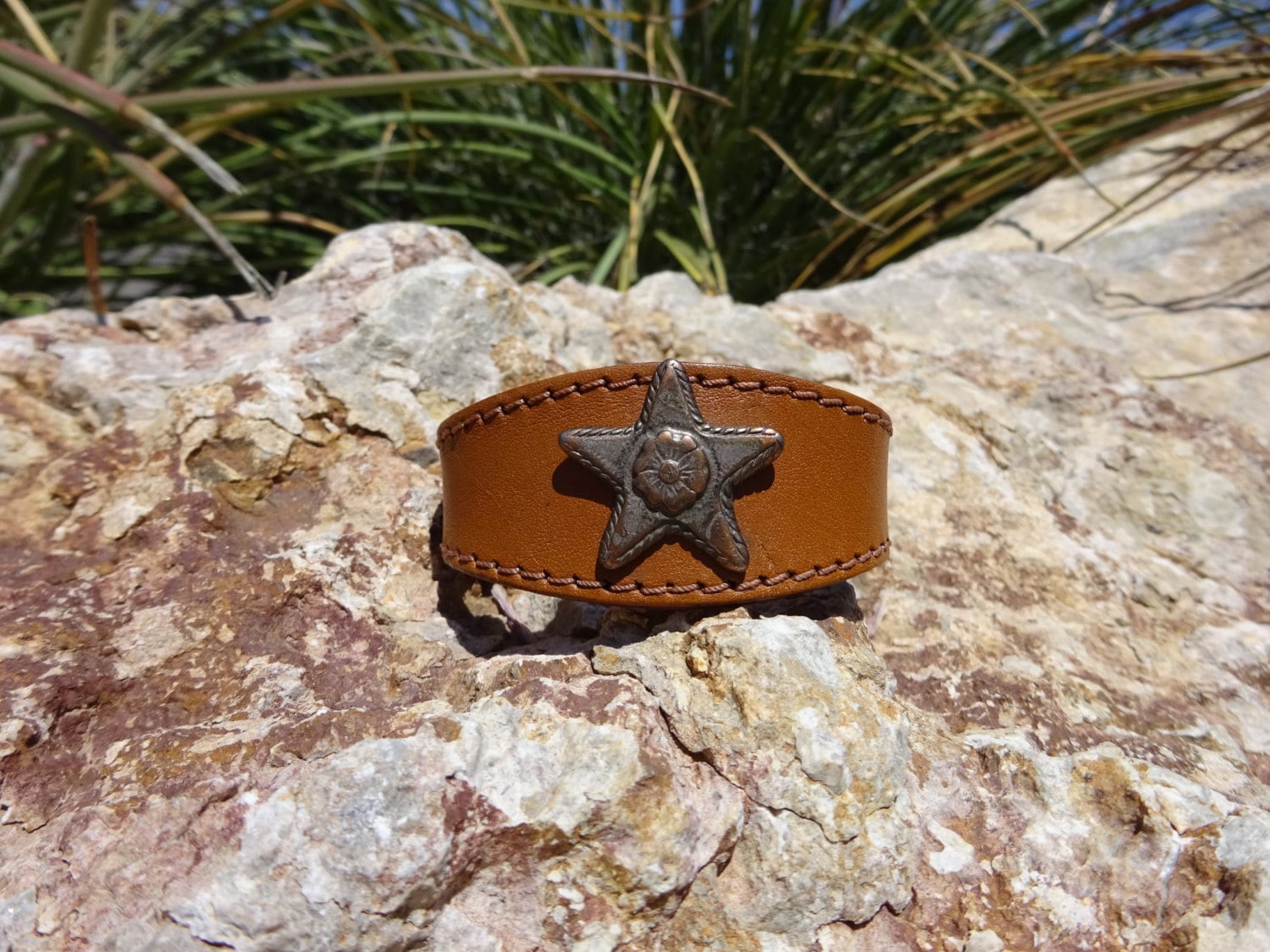 Western Star Cuff/leather Cowgirl Cuff/silver Star Bracelet/upcycled ...