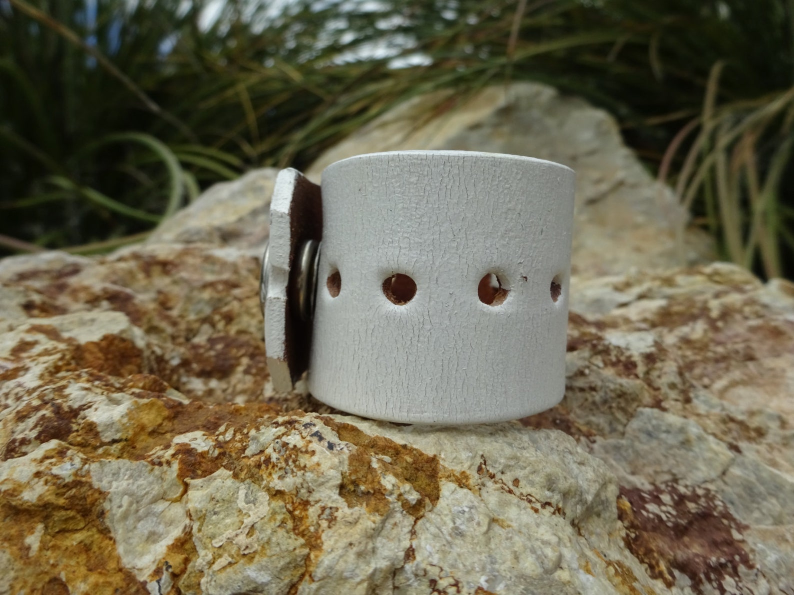 Upcycled Leather Cuff Bracelet/white Leather Cuff/leather Bracelet ...