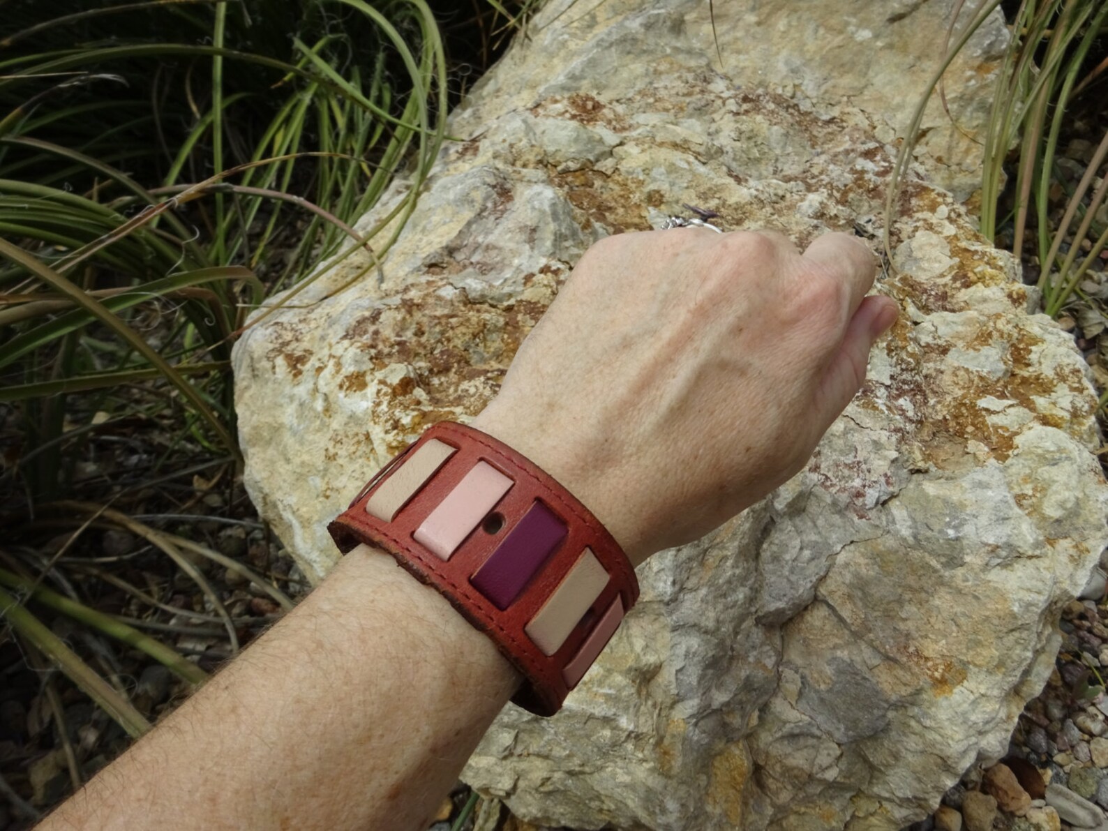 Pink Purple Leather Cuff Bracelet/upcycled Leather Cuff/womans - Etsy