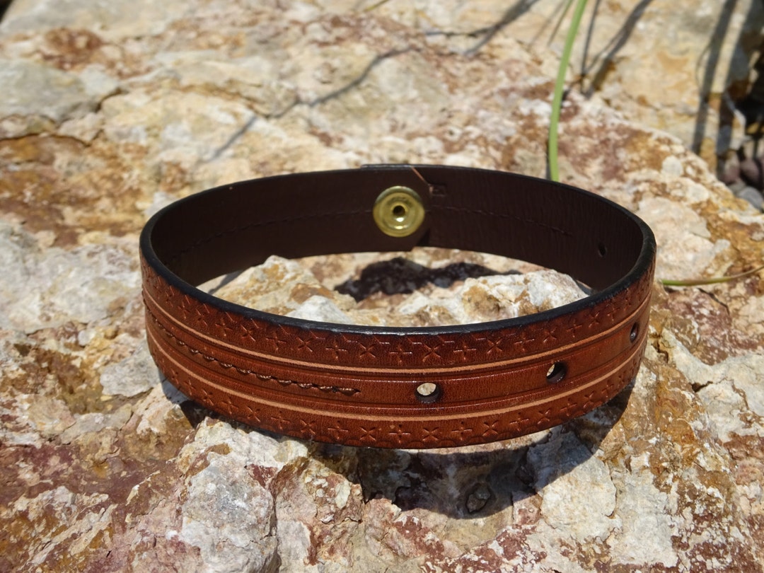 Brown Leather Choker/womens Feminine Leather Choker/embossed Leather ...