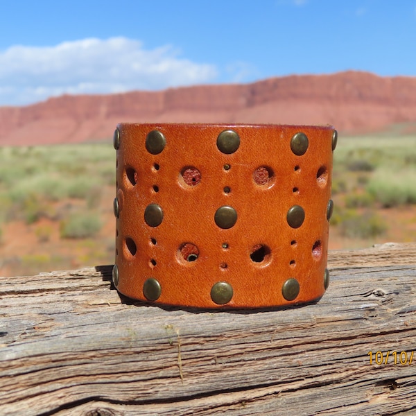 Gold Leather Cuff - Etsy