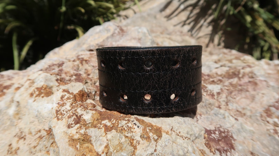 Black Leather Cuff/mens Leather Cuff/womans Leather Cuff Bracelet ...