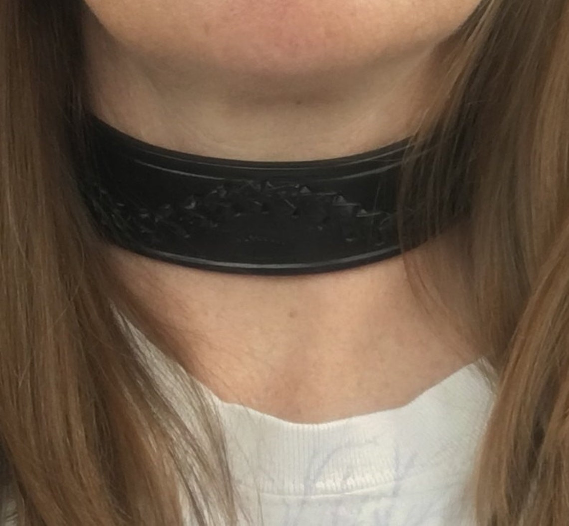 Upcycled Black Leather Choker/laced Leather Choker/unisex Choker ...