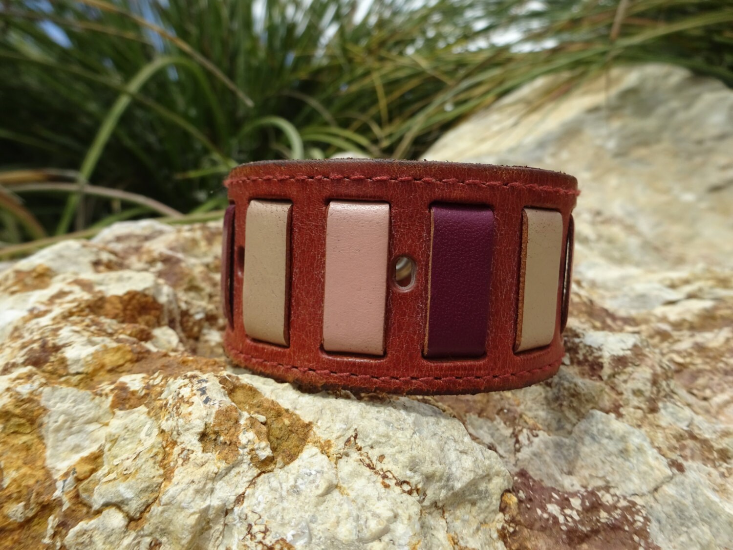 Pink Purple Leather Cuff Bracelet/upcycled Leather Cuff/womans - Etsy