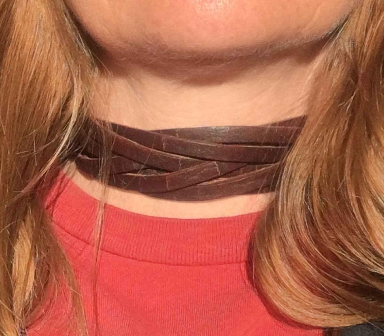 Braided Leather Choker/brown Leather Choker/womans Mens Choker/upcycled ...