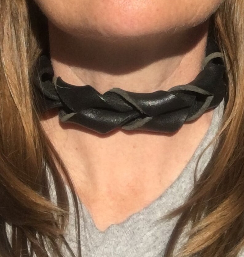 OOAK Handmade Leather Choker/black Leather Choker/hand Molded Boho ...