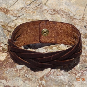 Braided Leather Choker/brown Leather Choker/womans Mens Choker/upcycled ...
