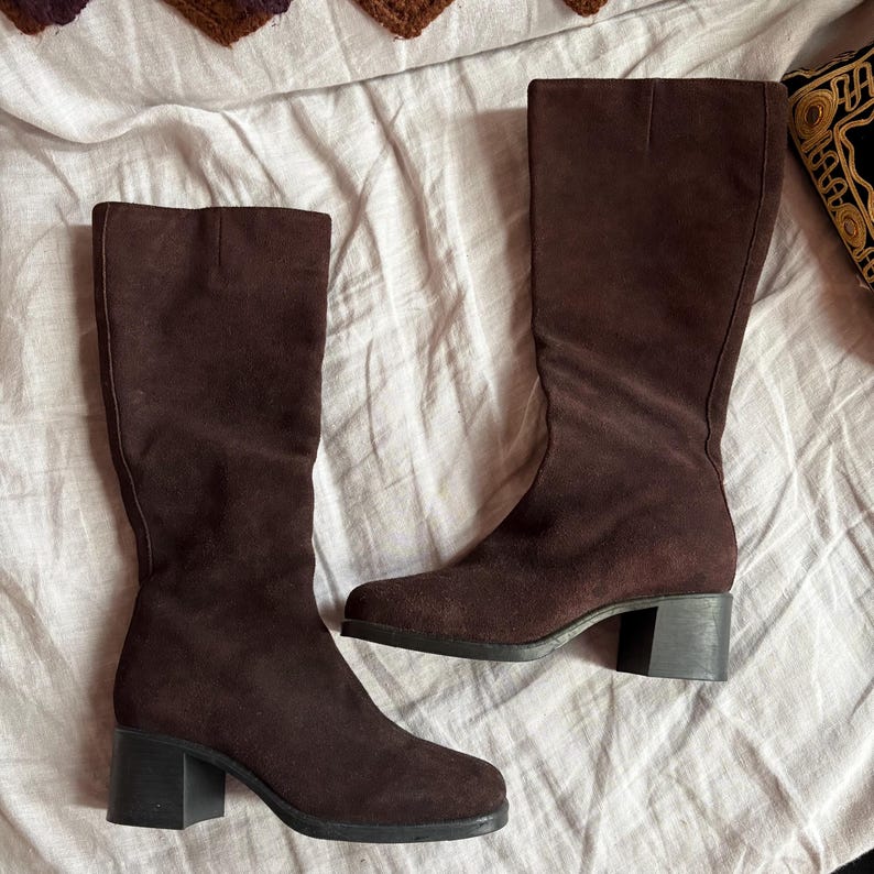 1960s Style Suede Lord & Taylor Brown Knee High Boots Gogo Boots - Etsy