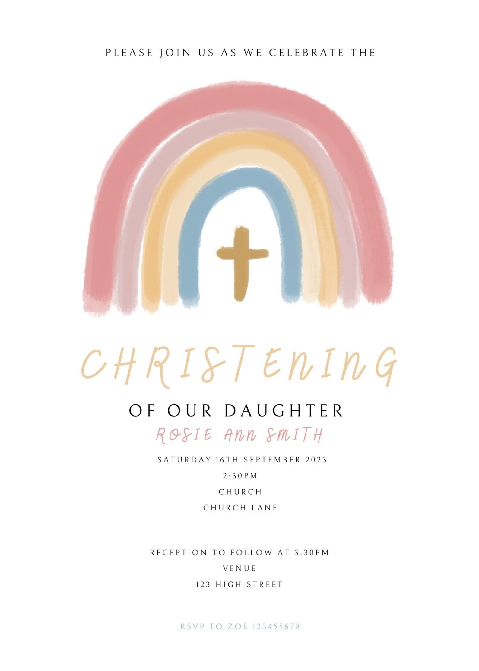 Personalised Christening Invitation Printable - Etsy