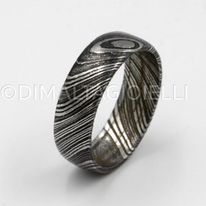Damascus Steel Band Dome Ring Damascus Wedding Ring Plain Damascus Ring ...