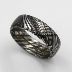Damascus Steel Band Dome Ring Damascus Wedding Ring Plain Damascus Ring ...