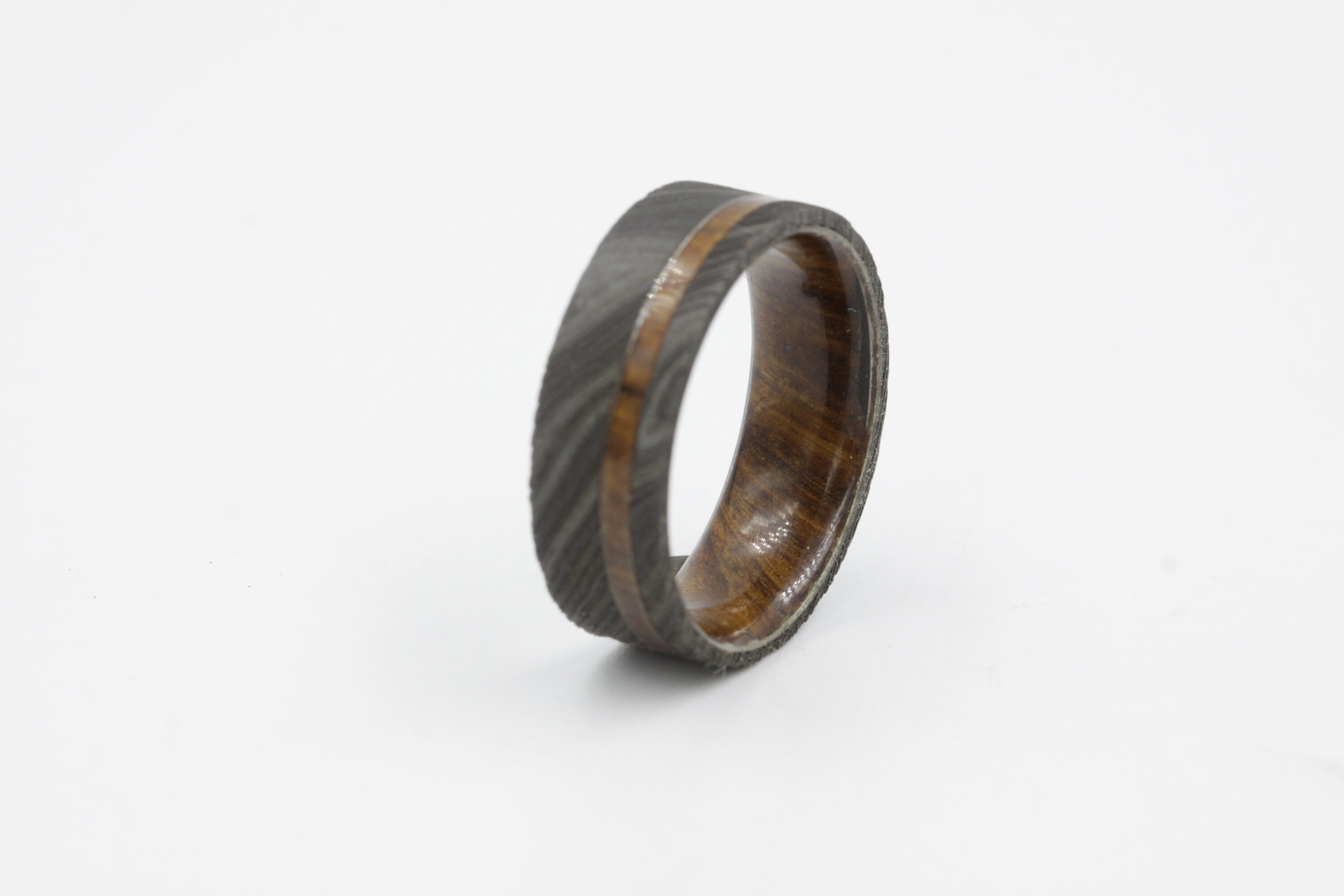 Damascus Steel Ring: Ironwood Wedding Band, Black Metal Finish - Etsy