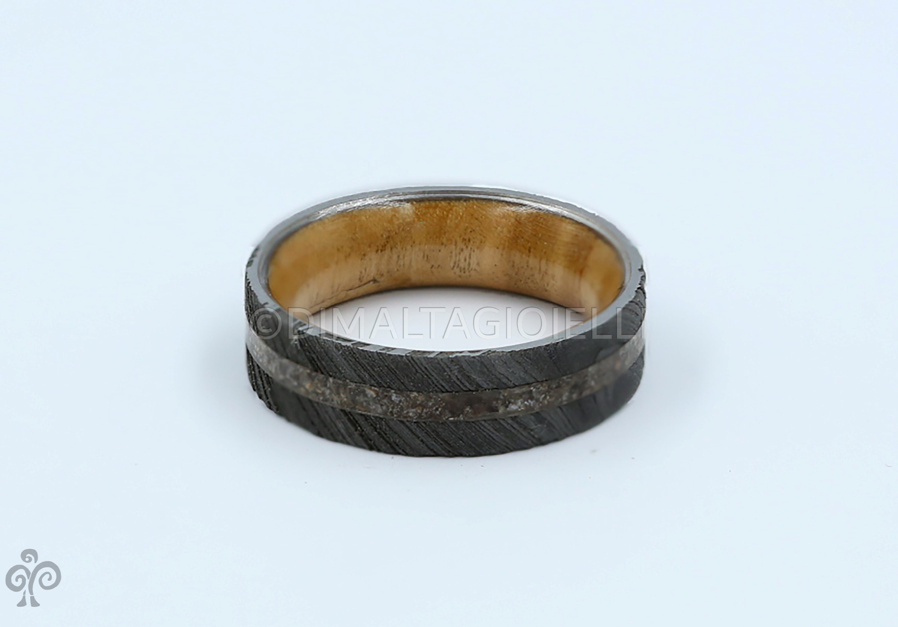 Damascus Steel Ring Dinosaur Fossil Wedding Band Man Wedding Band Man ...