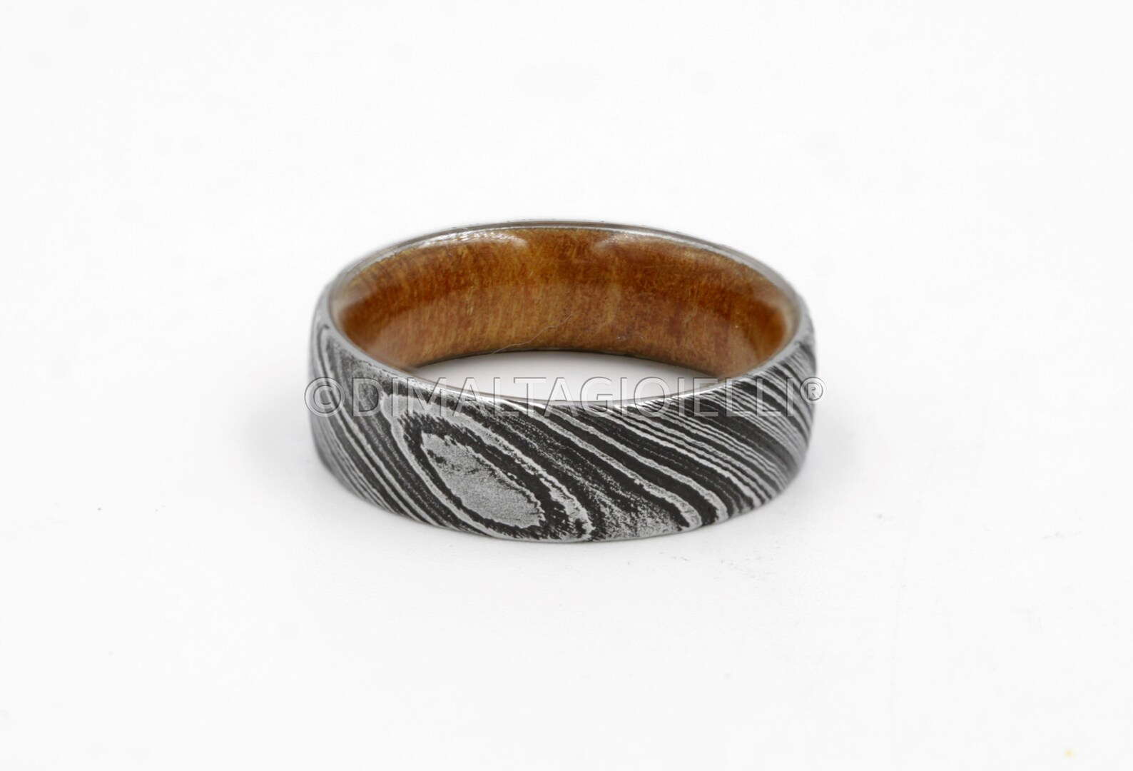 California Redwood Ring Damascus Steel Men Ring Men Wedding | Etsy