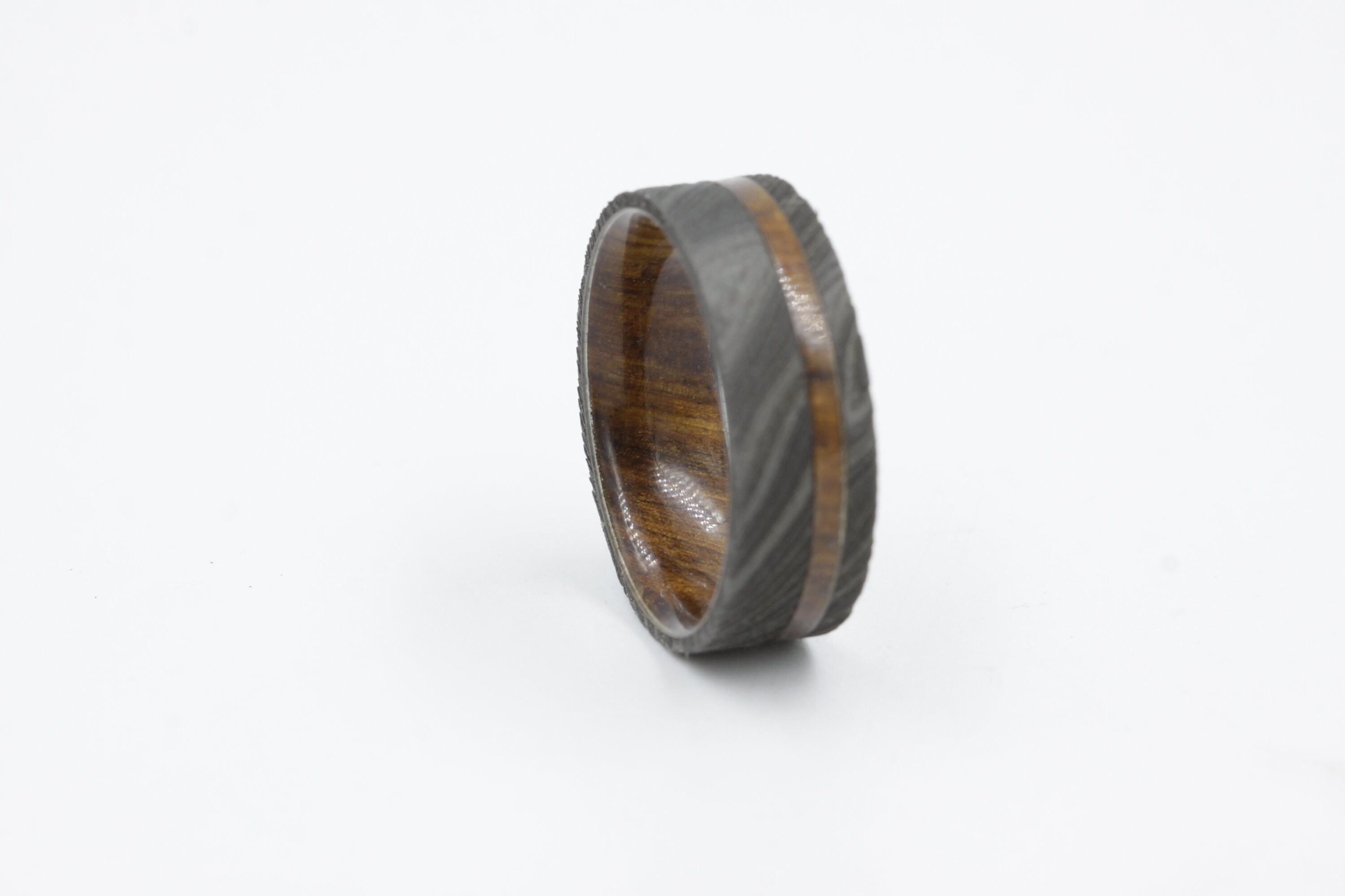 Damascus Steel Ring: Ironwood Wedding Band, Black Metal Finish - Etsy