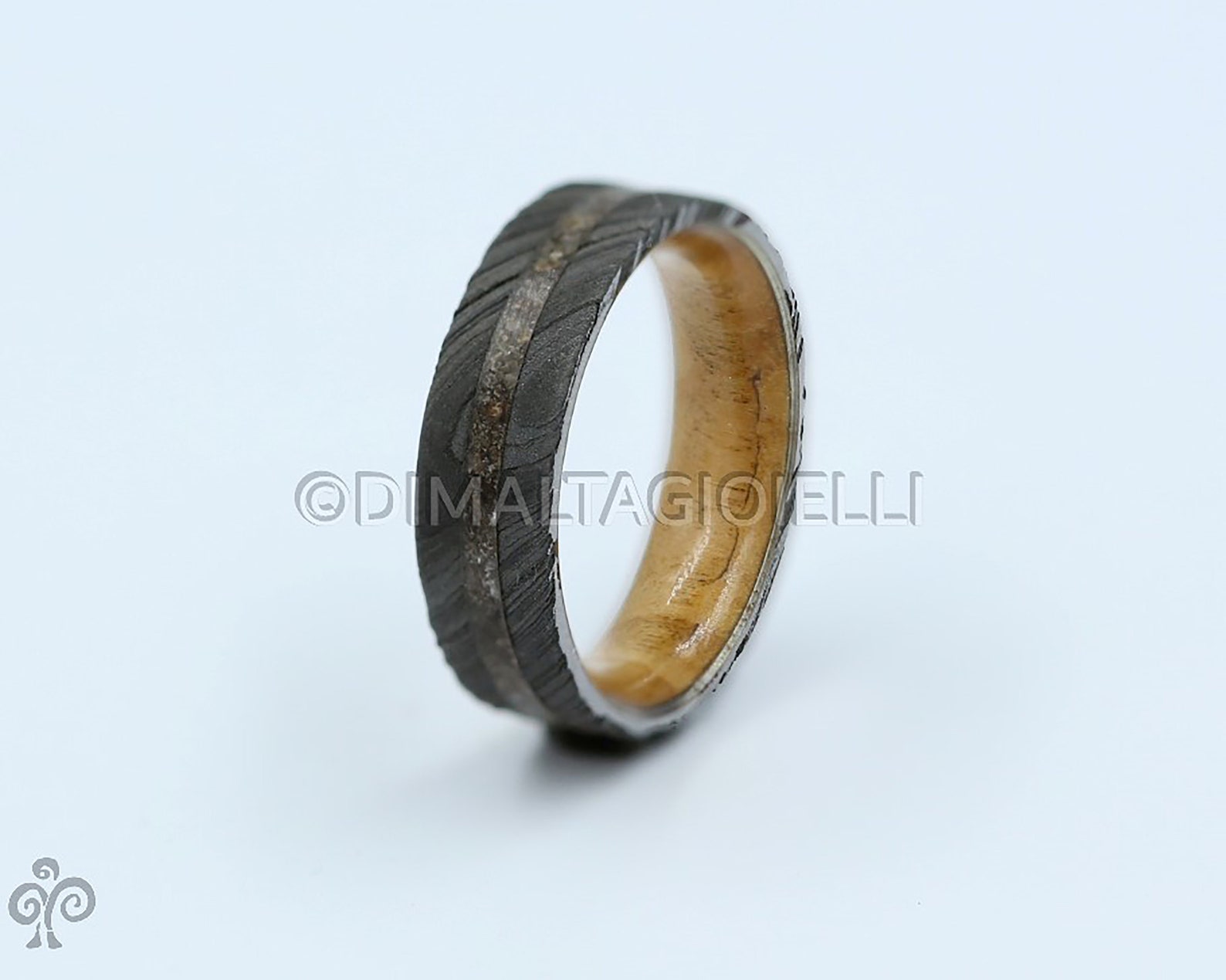Damascus Steel Ring Dinosaur Fossil Wedding Band Man Wedding | Etsy